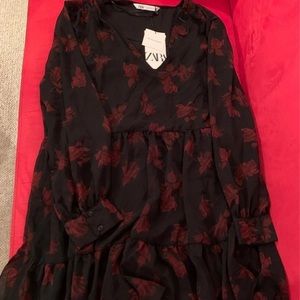 Zara | Dresses | Zara Floral Print Ruffled Dress | Poshmark